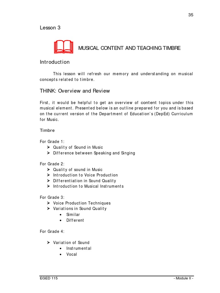 Lesson 3: Timbre | PDF | String Instruments | Cello