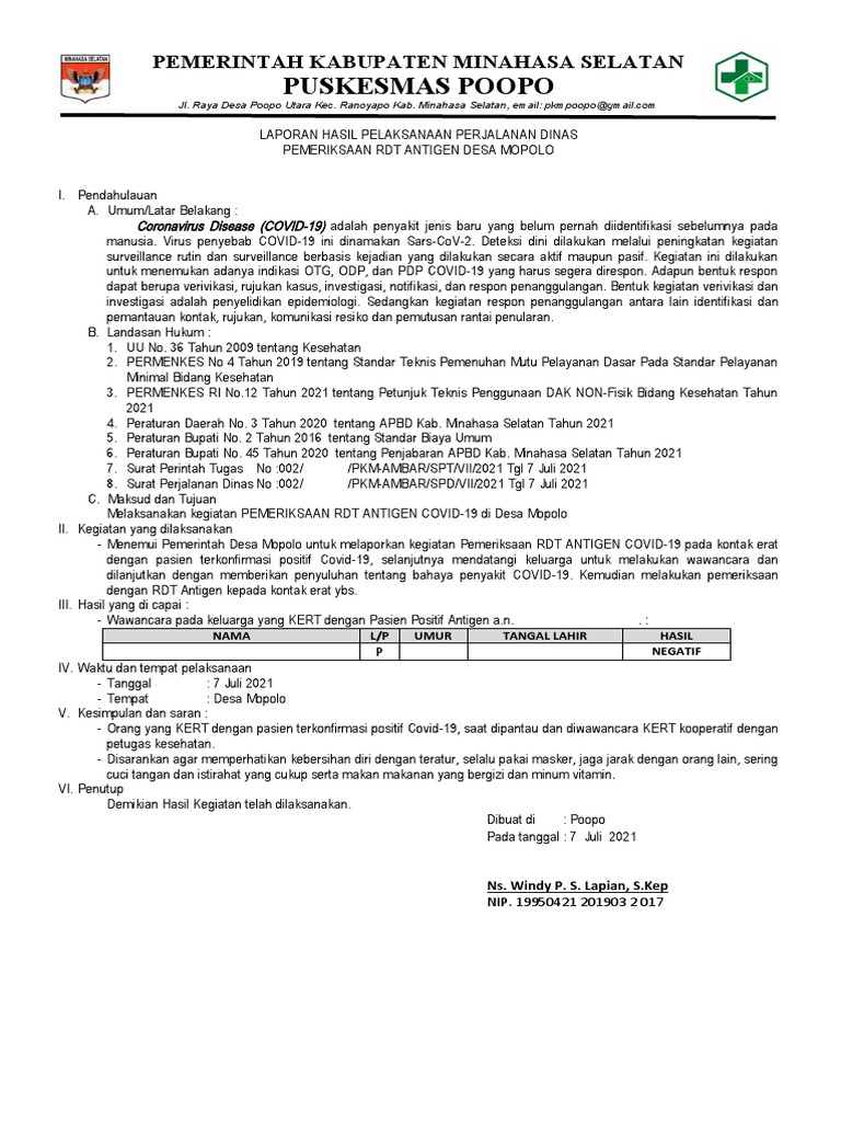 Contoh LPD COVID | PDF