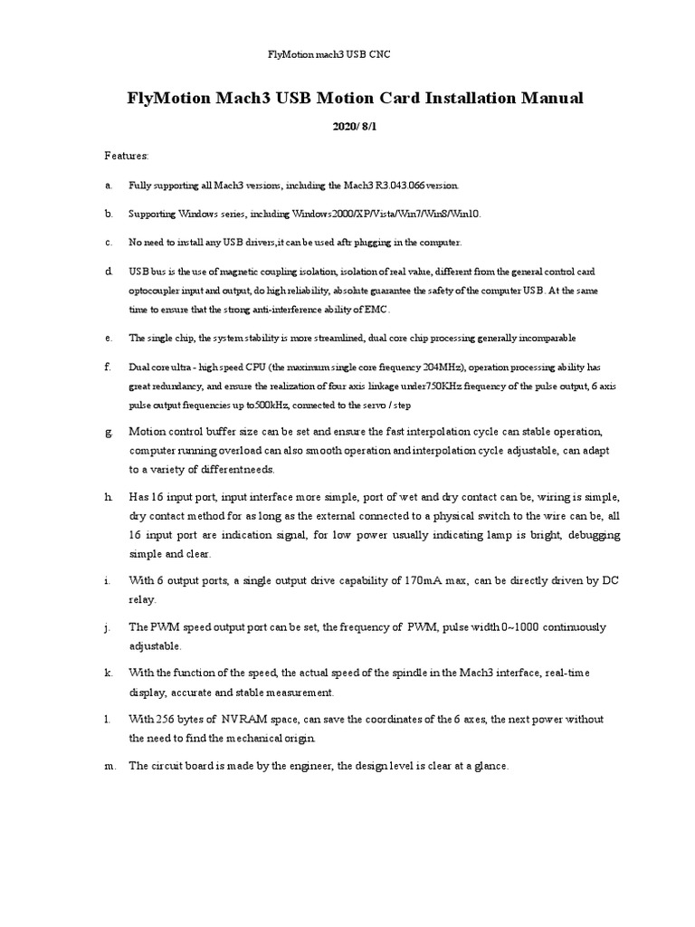 Mach3 Usb Motion Card Installation Manual – NAPJLY