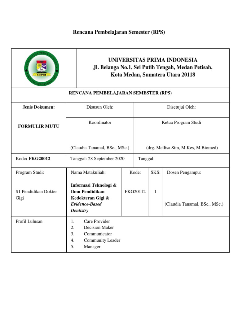 Rencana Pembelajaran Semester | PDF