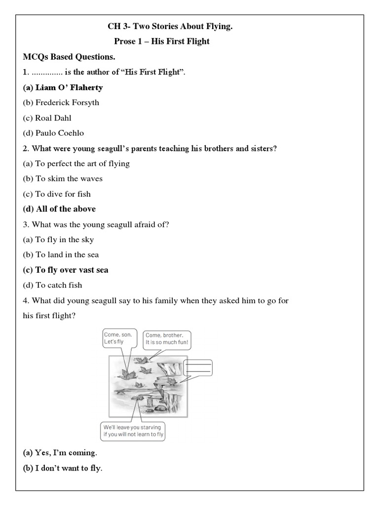 Class 10 MCQs: Two Stories About Flying | PDF | Poetry | Grief