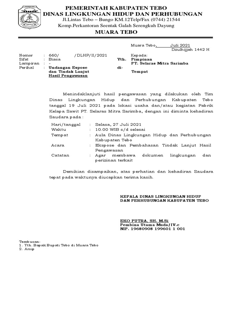 Surat Undangan Ekspose Hasil Pengawasan | PDF
