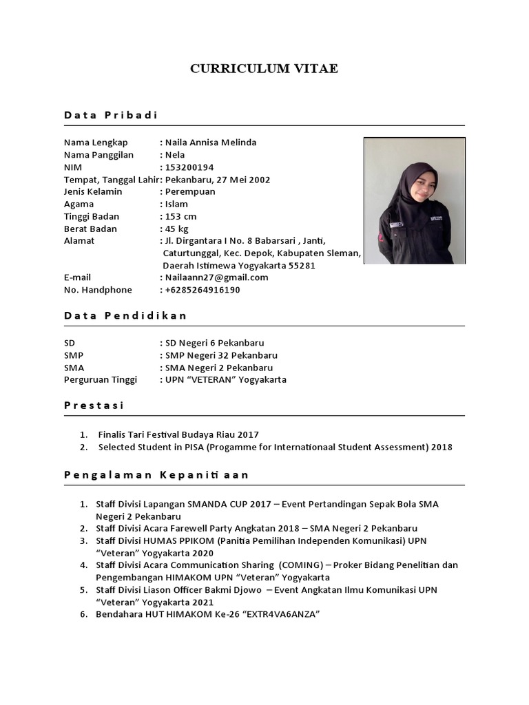 Format CV Formal Himakom 20212022 | PDF