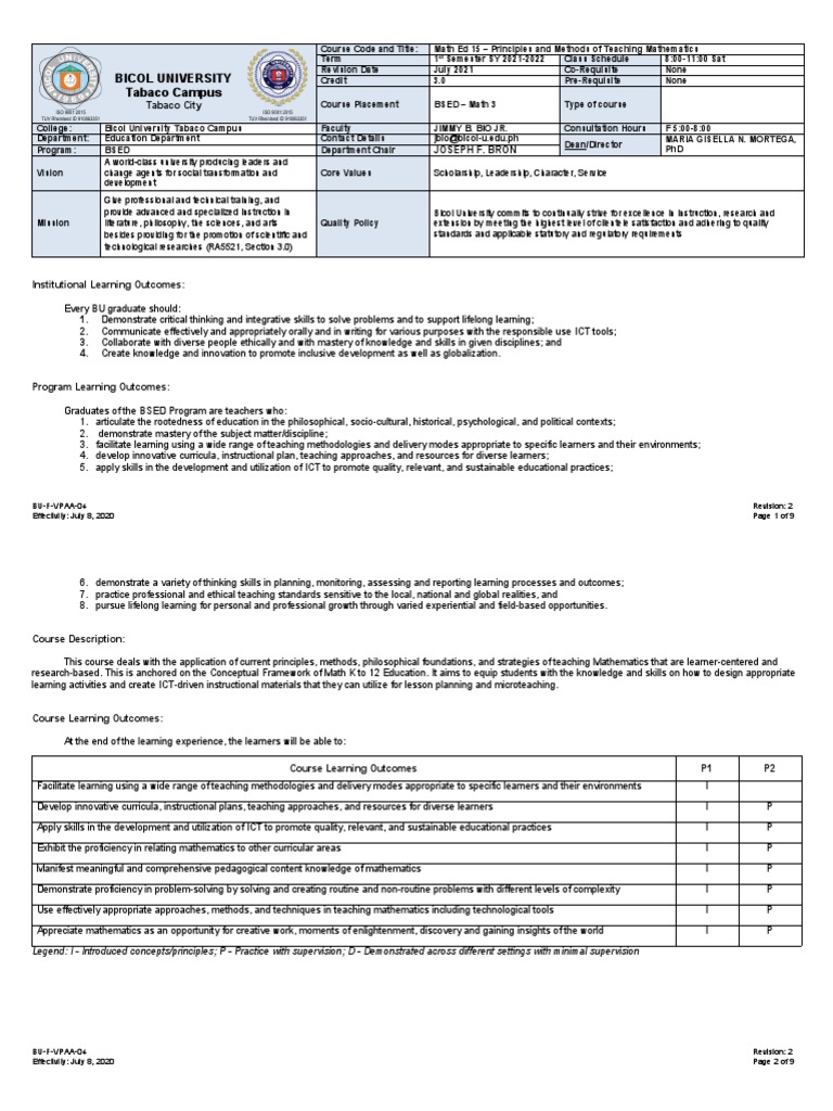 Bicol University Tabaco Campus | PDF | Curriculum | Learning