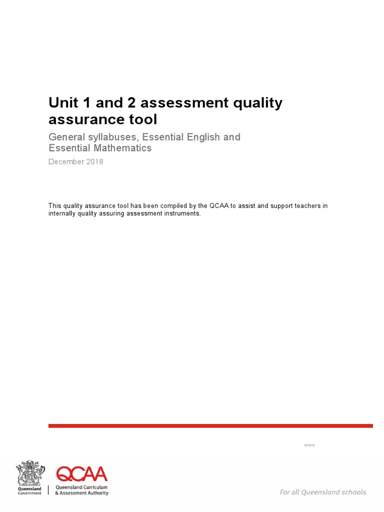 Unit 1 and 2 Assessment Quality Assurance Tool: General Syllabuses ...
