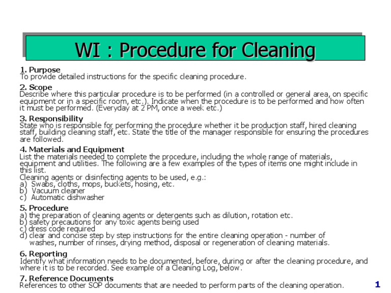 Wi Cleaning Procedure | PDF