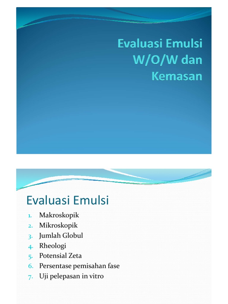 Eksipien Dan Evaluasi Sediaan EMULSI-1 | PDF | Kesehatan Holistik