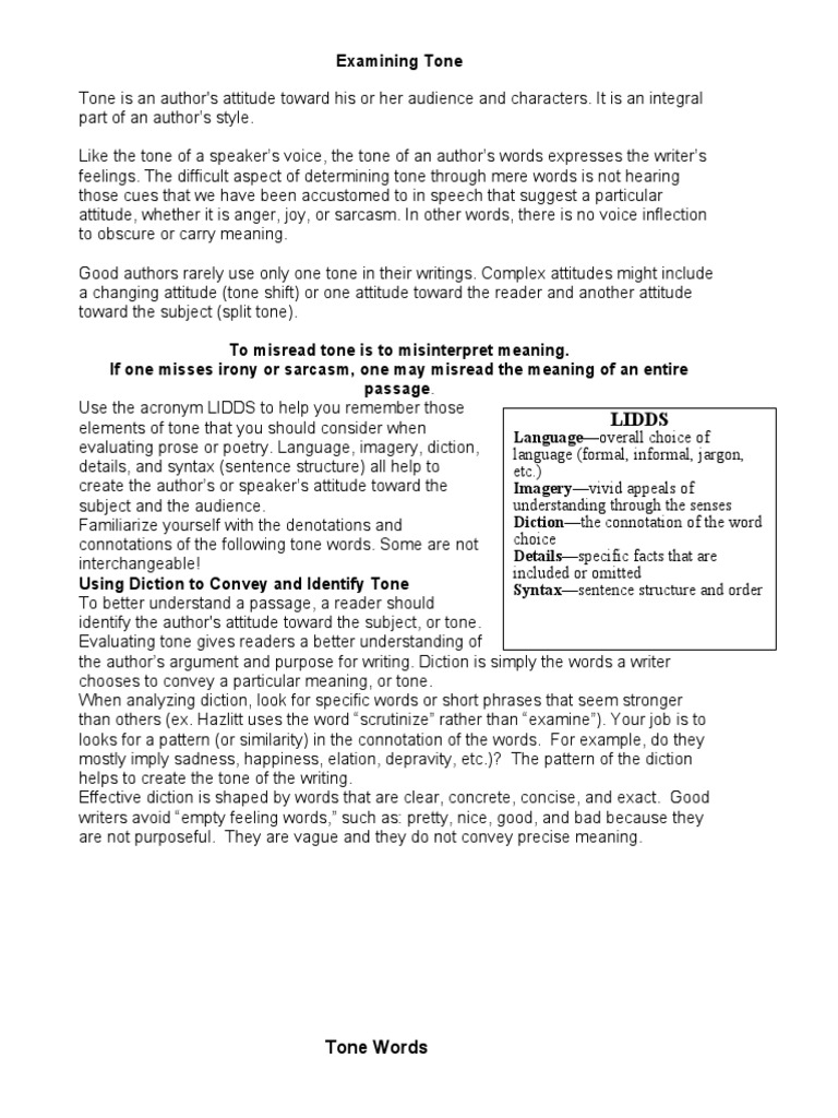 Tone Word Chart | PDF | Linguistics | Human Communication