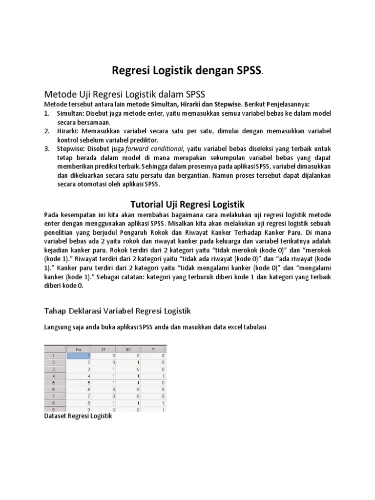 Tutorial Uji Regresi Logistik Dengan SPSS | PDF