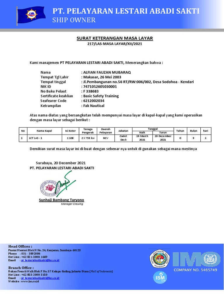 Surat Keterangan Masa Layar-1 | PDF