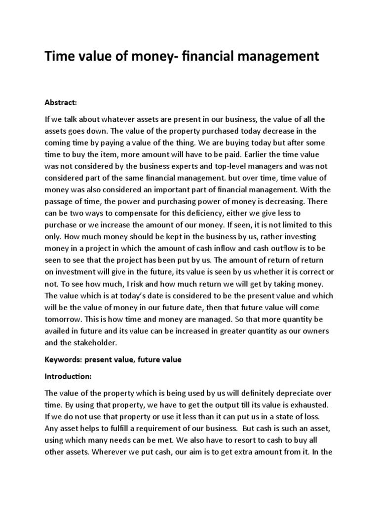 Time Value of Money-Financial Management: Abstract | PDF | Present Value | Economies