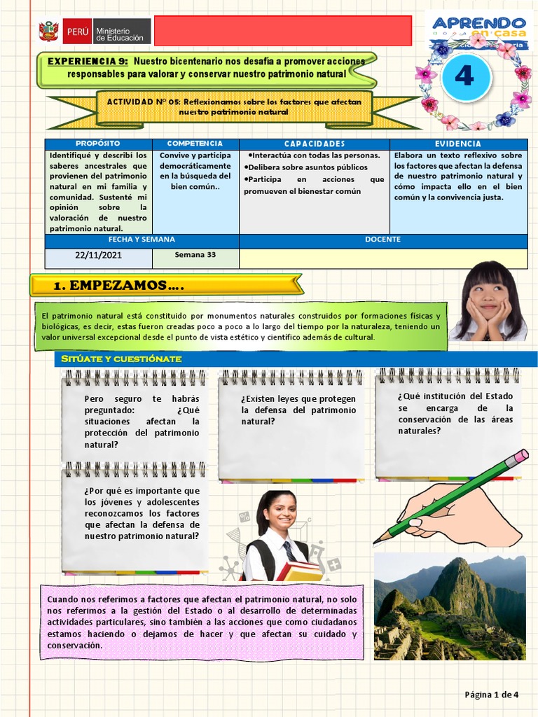4° DPCC Actv. 03 Exp9 | PDF | Movimiento conservacionista | Perú