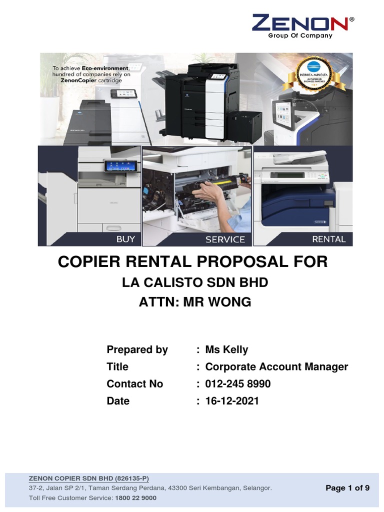 Copier Rental Proposal - Fuji Xerox Dc-IV c2265 (La Calisto SDN BHD ...