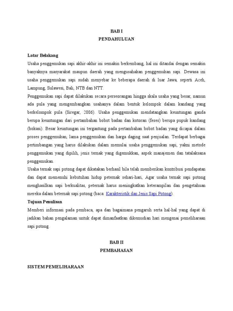 Pemeliharaan Sapi Potong | PDF | Kesehatan Holistik | Sains & Matematika