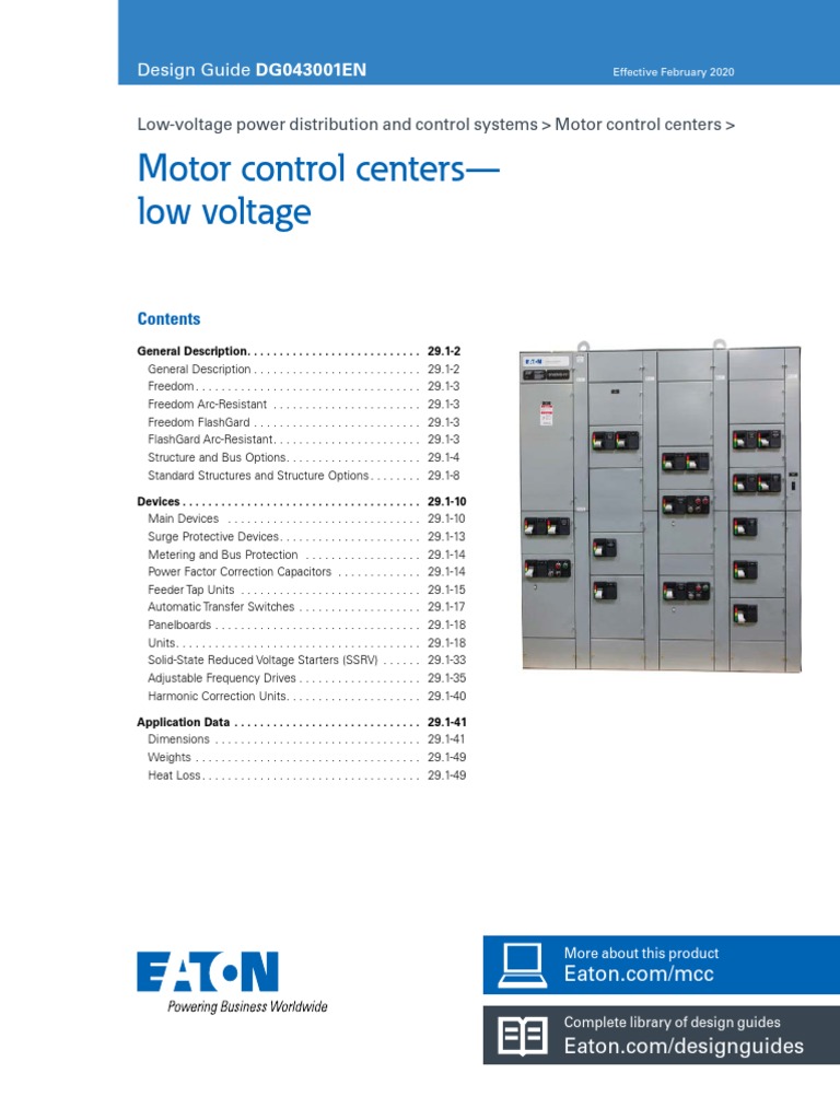 Eaton Low Voltage MCC Design Guide Dg043001en | PDF | Door | Electrical ...
