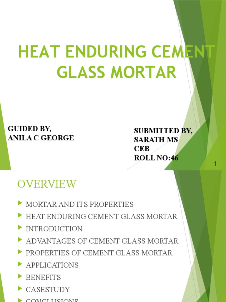 Heat Enduring Cement Glass Mortar Guide | PDF | Mortar (Masonry) | Cement
