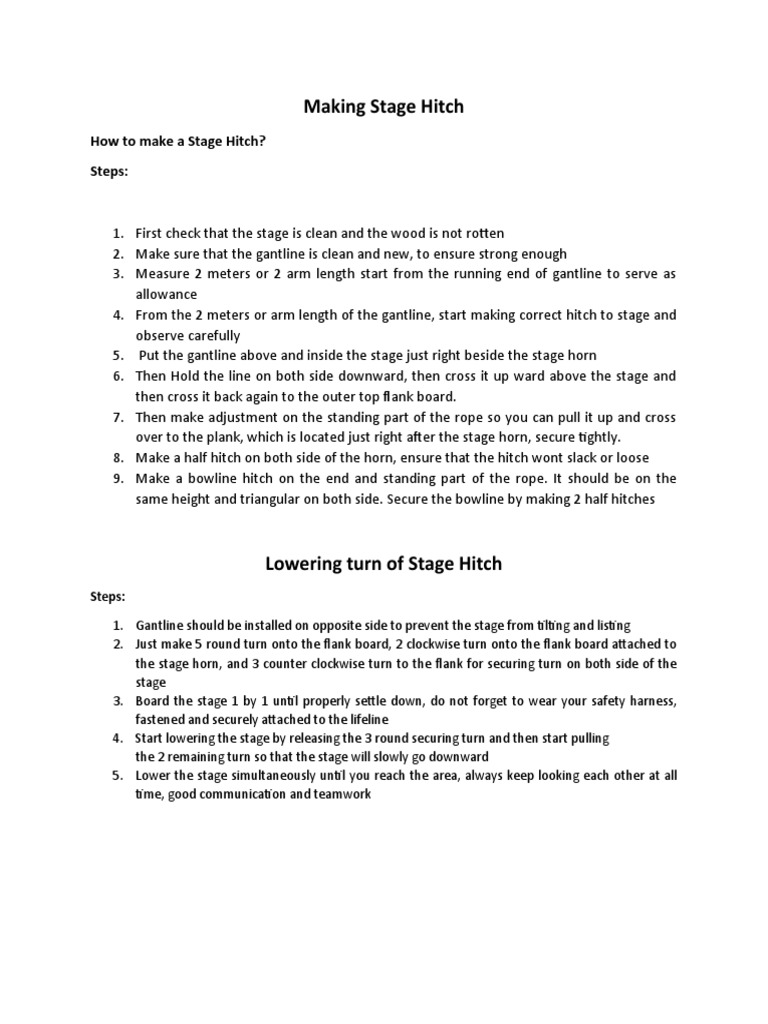 Steps Making and Lowering Stage Hitch | PDF | History