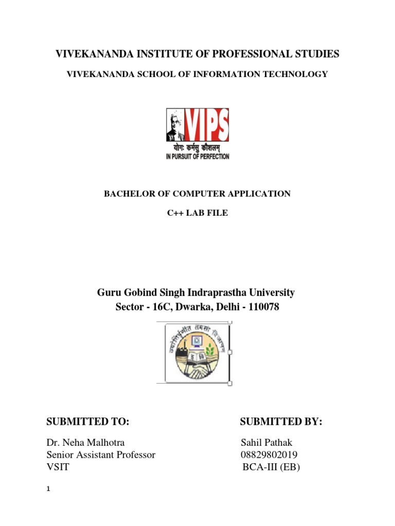 C++ File Sahil Pathak Bca 3eb 088 | PDF | Subroutine | Class (Computer ...