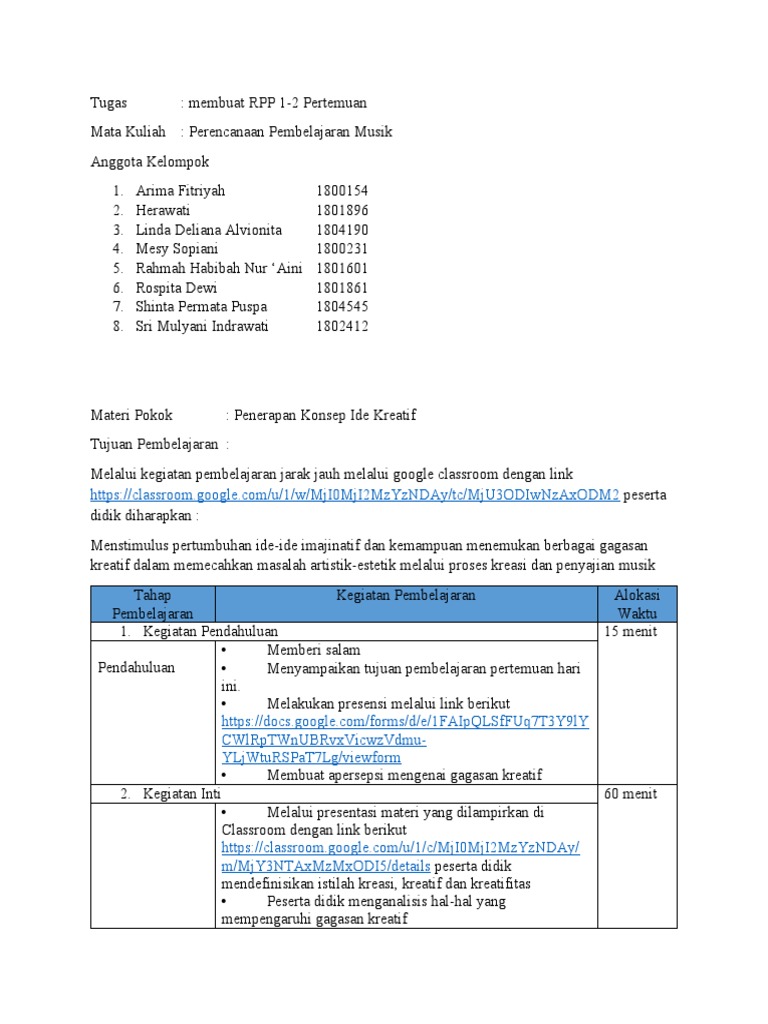 Tugas Kelompok PPM Membuat RPP | PDF