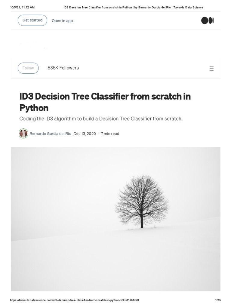 ID3 Decision Tree Classifier From Scratch in Python - by Bernardo ...