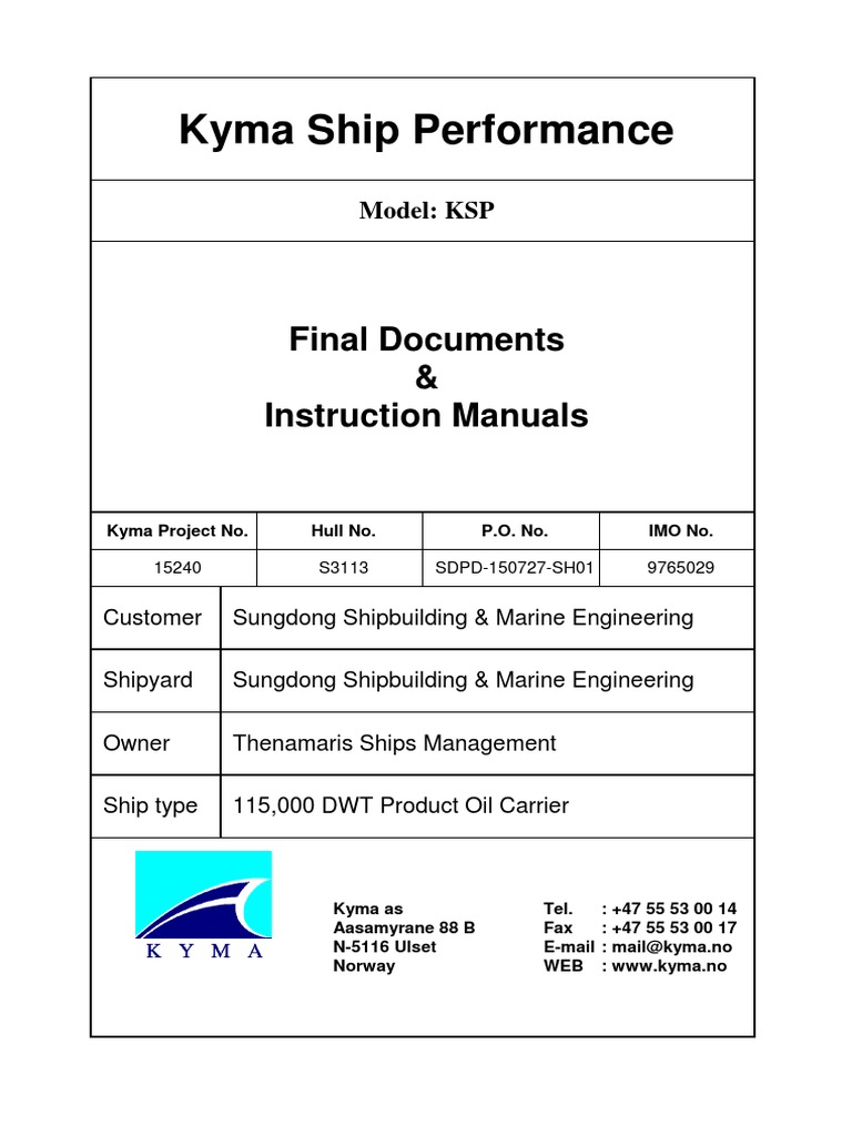 Kyma Ship Performance: Final Documents & Instruction Manuals | PDF ...