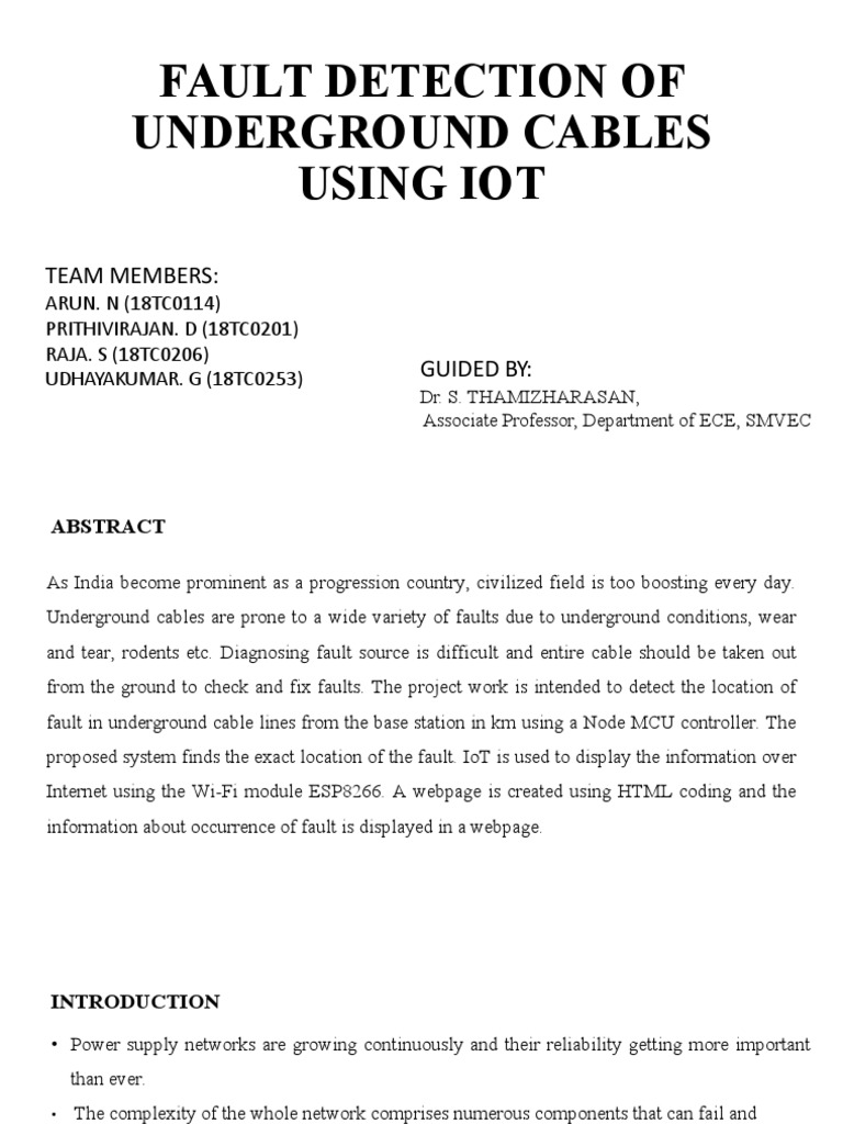 Underground Cable Fault Detection | PDF | Power Supply | Internet Of Things