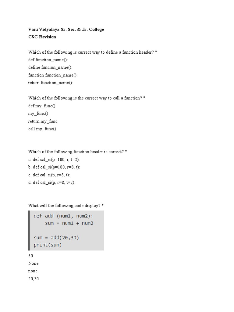 MCQ Rev | PDF | Parameter (Computer Programming) | Control Flow