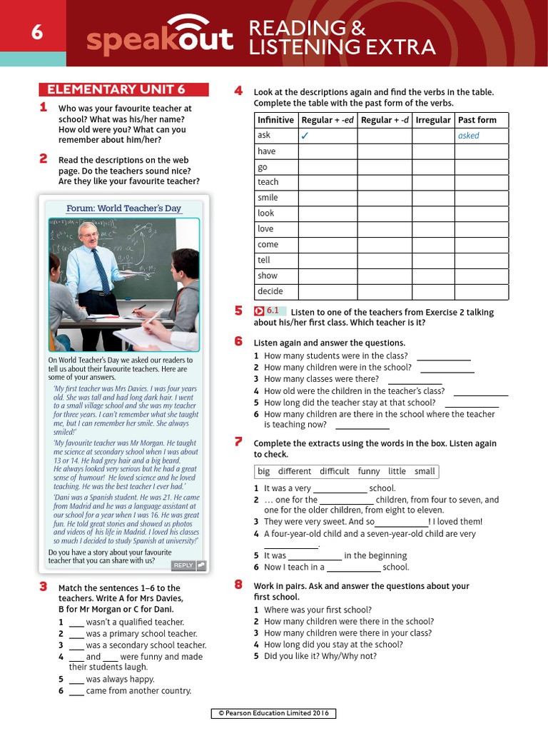 Reading & Listening Extra: Elementary Unit 6 | PDF | Teachers