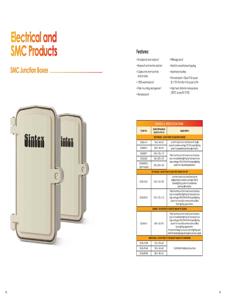 Sintex SMC Junction Boxes | PDF