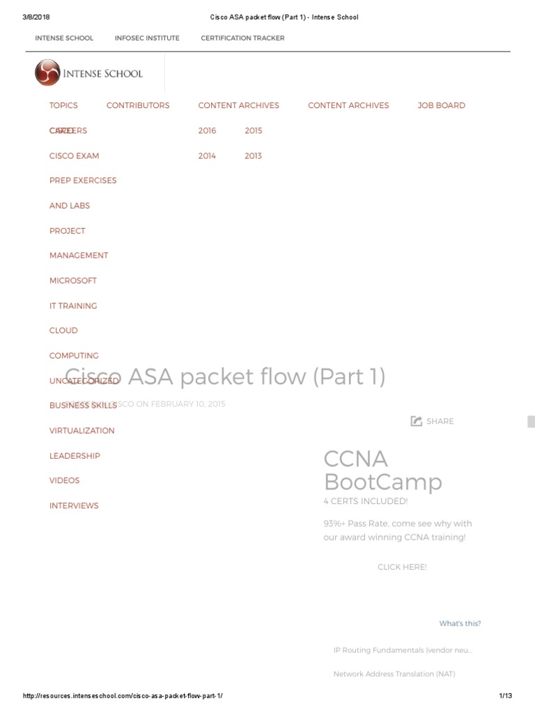 Cisco ASA Packet Flow (Part 1) - Intense School | PDF | Cisco ...