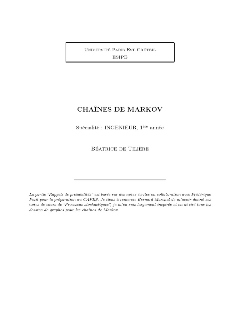 Polycop Proc Stoch | PDF | Théorie des probabilités | Probabilité