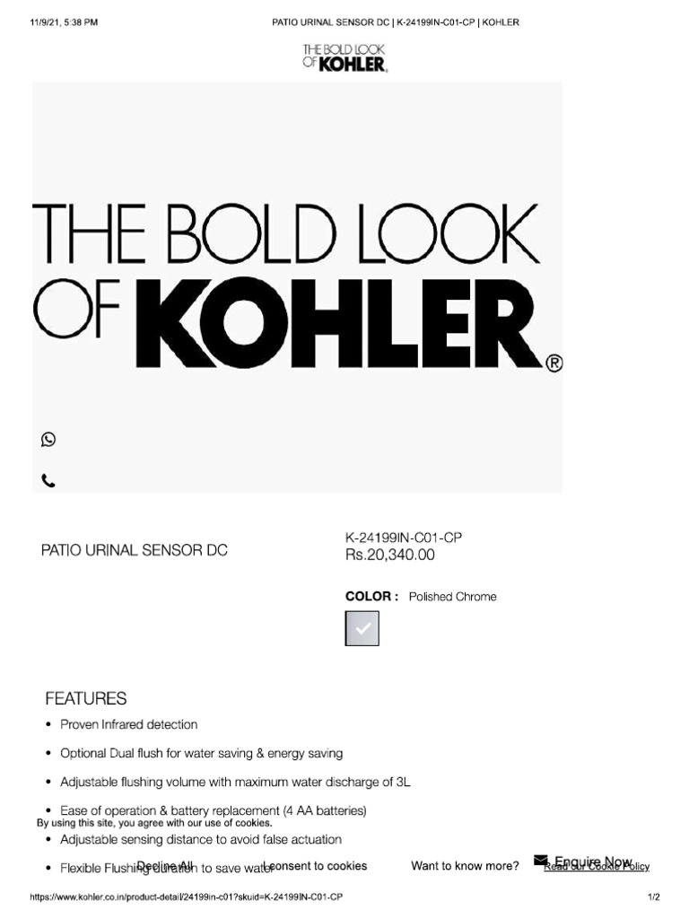 Kohler Sensor K 24199IN C01 CP | PDF