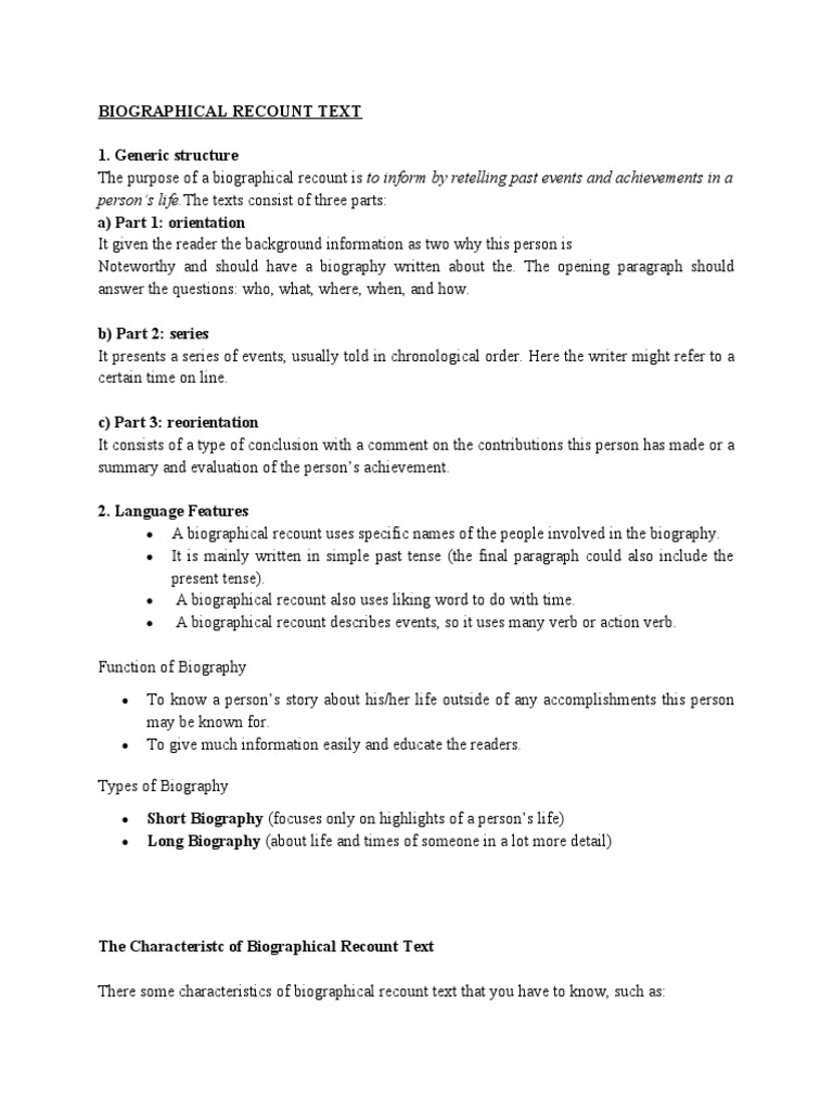 Person's Life - The Texts Consist of Three Parts | PDF | Biography ...