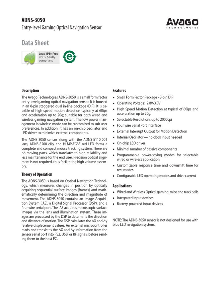 Adns 3050 | PDF | Printed Circuit Board | Computer Engineering