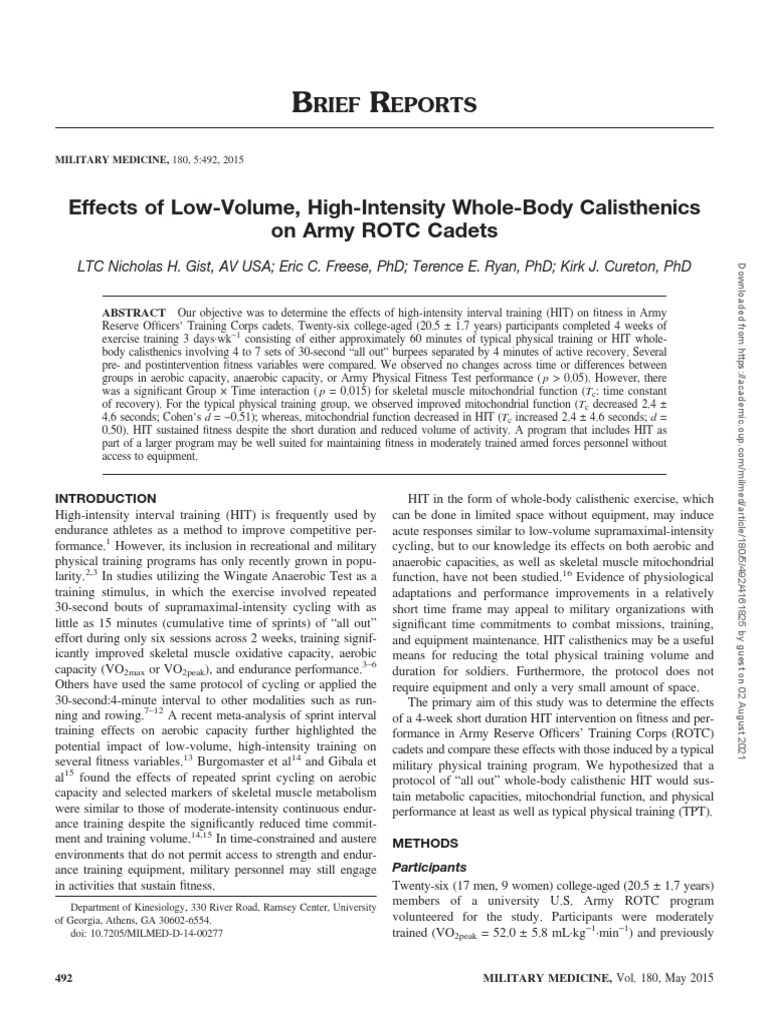 Milmed Low Volume Vs High Intensity | PDF | High Intensity Interval ...