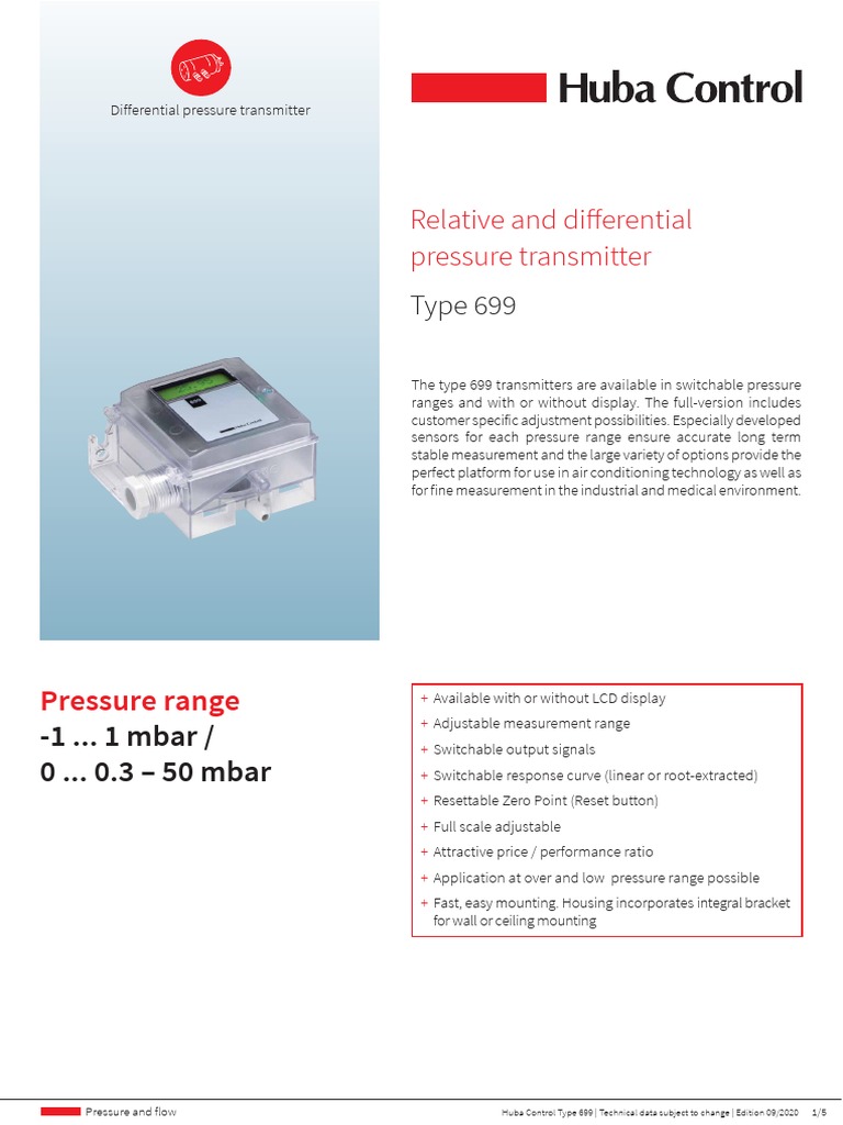 Diff Pressure Transmitter - Huba-699 | PDF | Pressure | Electrical ...