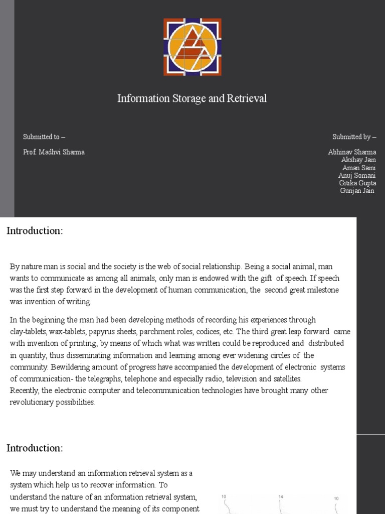 Information Storage and Retrieval - Professional Practice | PDF ...