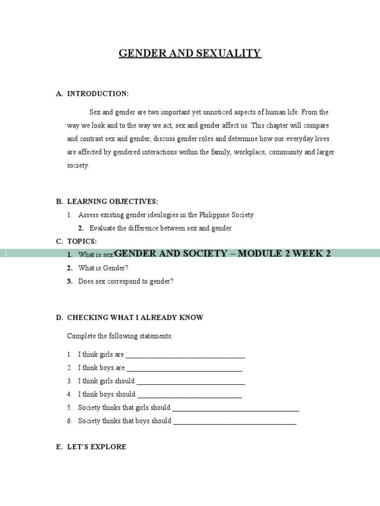 Understanding Gender and Society: Exploring the Differences Between Sex ...