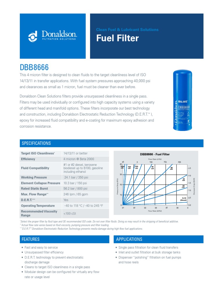 DBB8666 Fuel Filter Data Sheet | Download Free PDF | Filtration | Viscosity