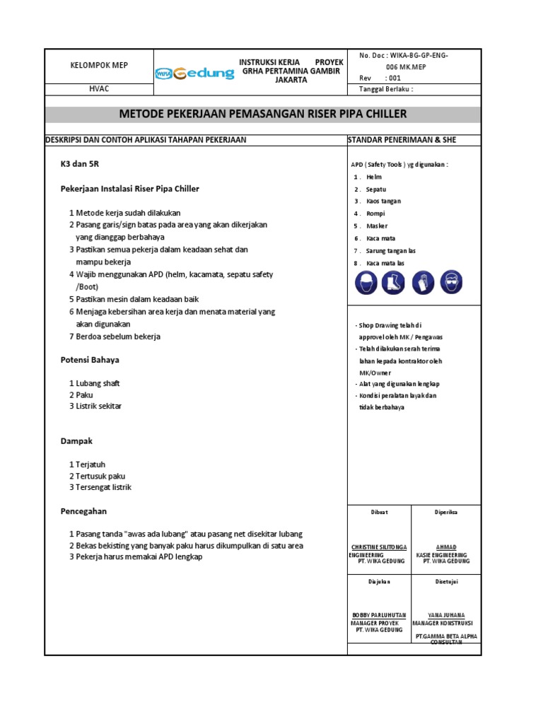 Metode Instalasi Riser Pipa Chiller | PDF