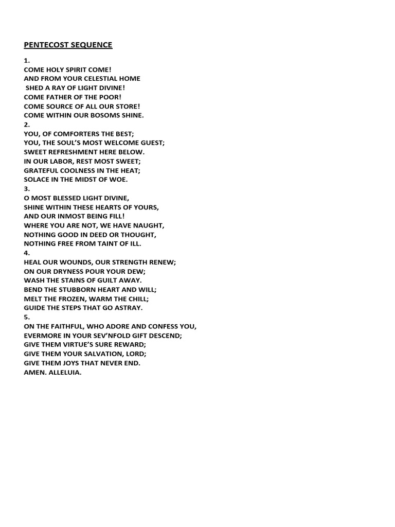 Pentecost Sequence Lyrics | PDF