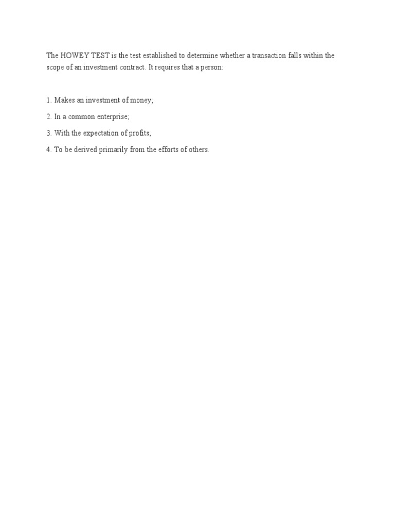Howey Test | PDF