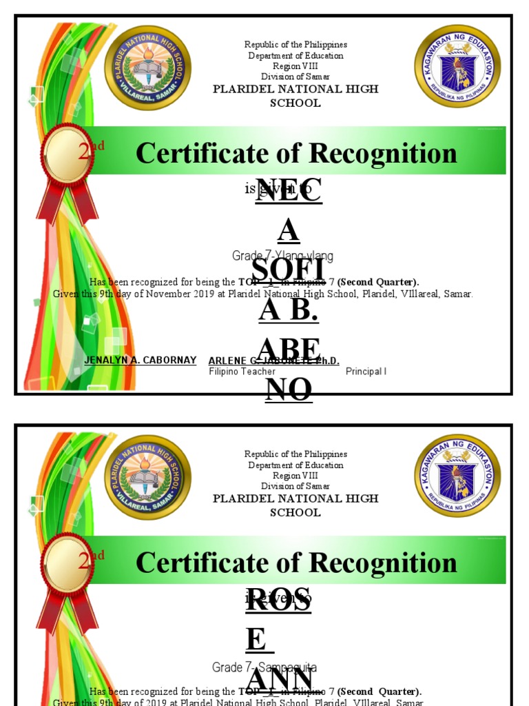 Certificate of Recognition: NEC A Sofi AB. ABE NO | Download Free PDF ...