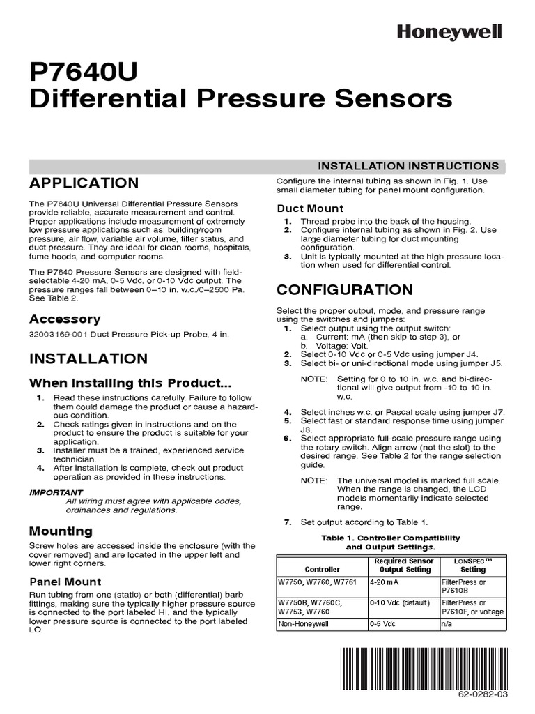 Duct Mount Pressure Transmitter Installation | PDF | Power Supply ...