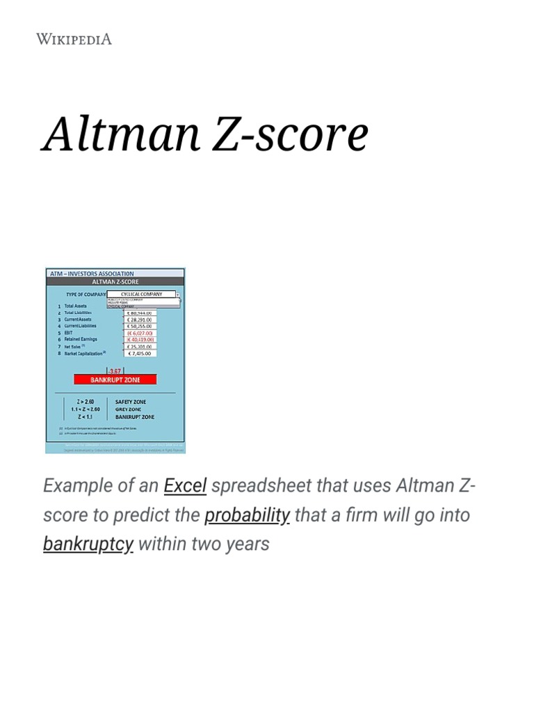 Altman Z Score | PDF | Financial Economics | Corporations