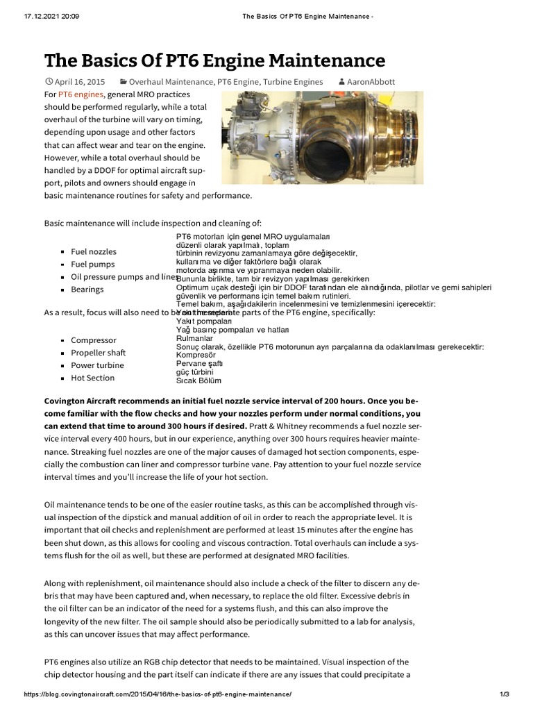 The Basics of PT6 Engine Maintenance - Belge - 5 | PDF | Bearing ...