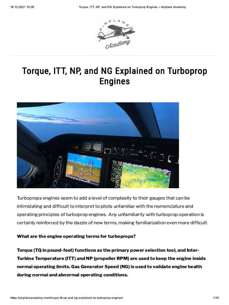 Torque, ITT, NP, and NG Explained On Turboprop Engines - Airplane ...