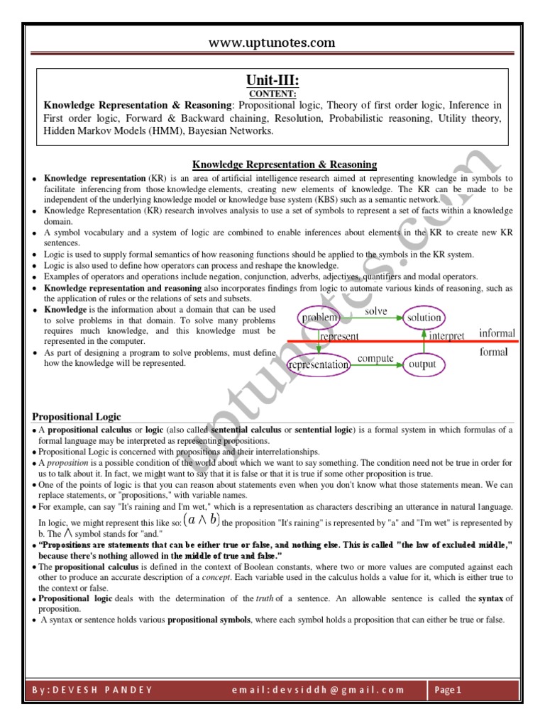Knowledge Representation & Reasoning Techniques | PDF | First Order Logic | Utility