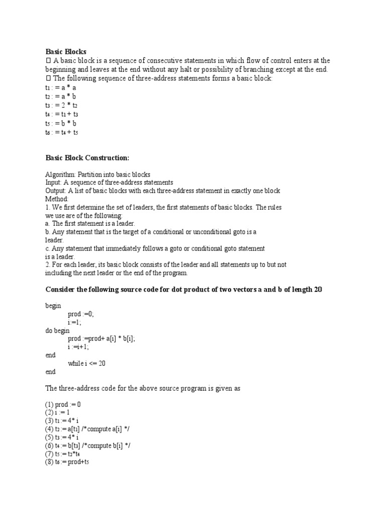 CD UNIT V Basic Blocks | PDF | Control Flow | Algorithms