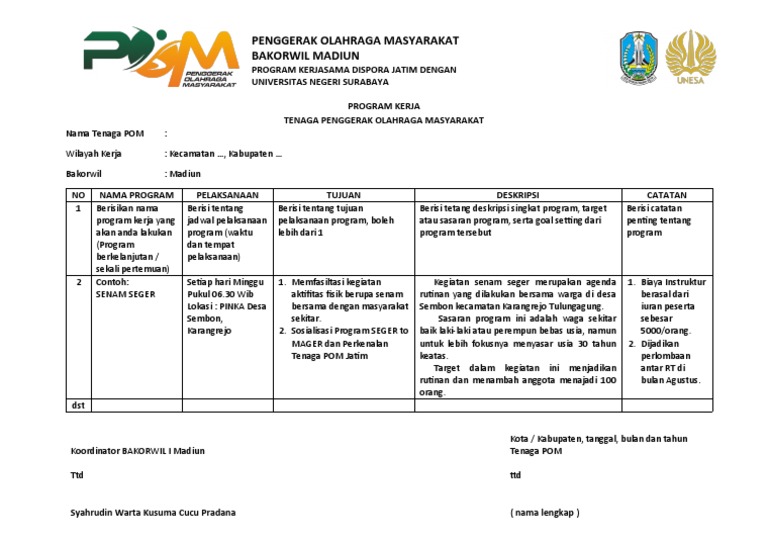 Template Penyusunan Program Kerja | PDF